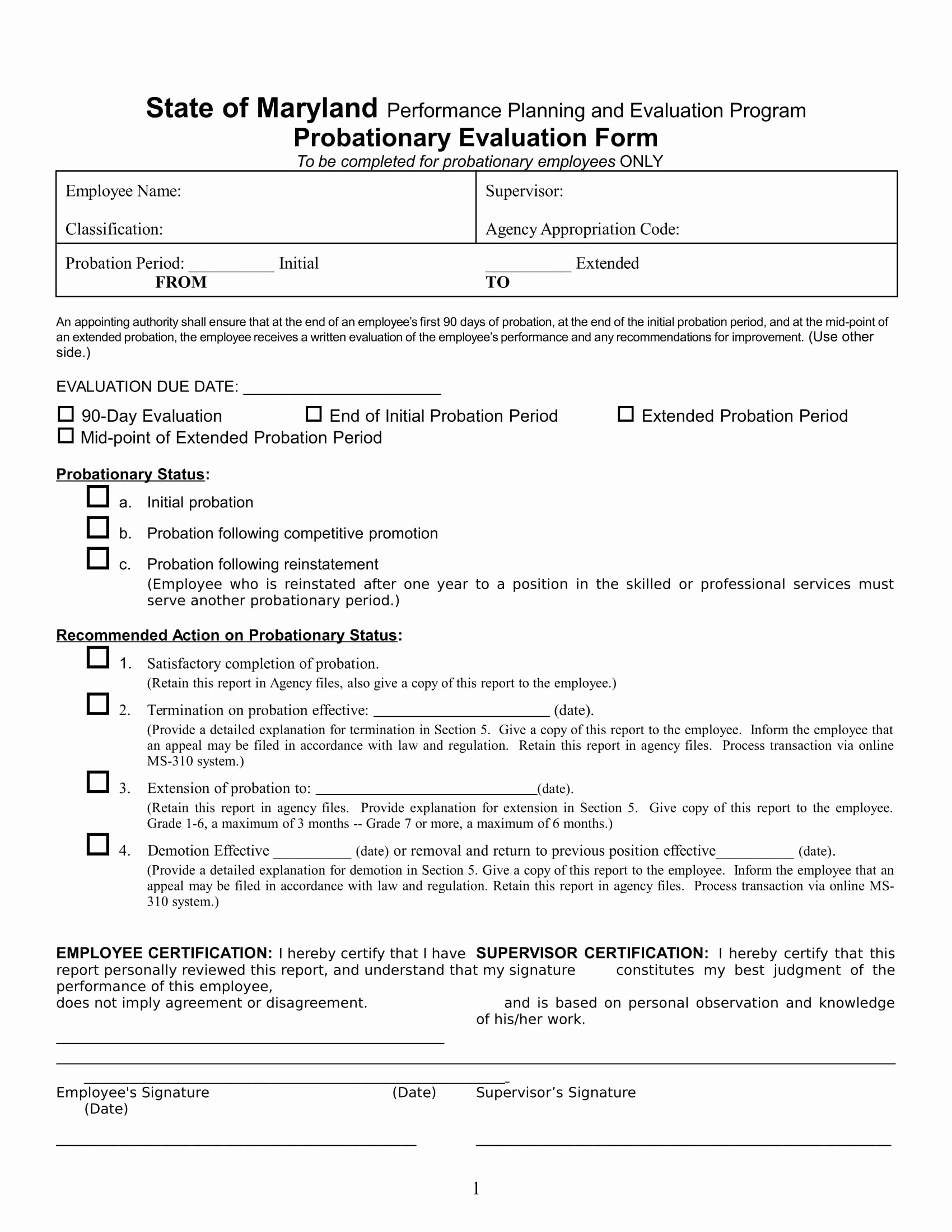  20 90 Day Probationary Period Forms Dannybarrantes Template