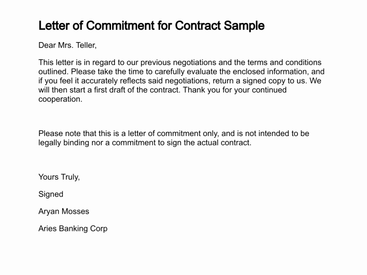  20 Commitment Letter For Work Dannybarrantes Template