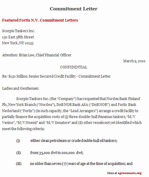  20 Commitment Letter For Work Dannybarrantes Template