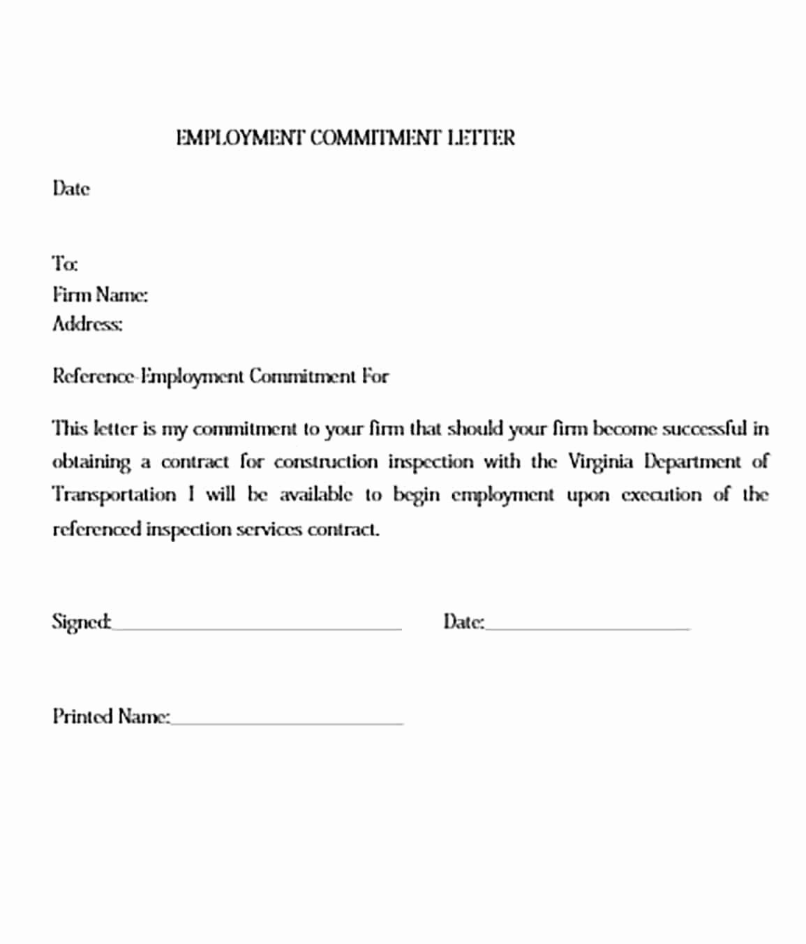  20 Employment Commitment Letter Dannybarrantes Template