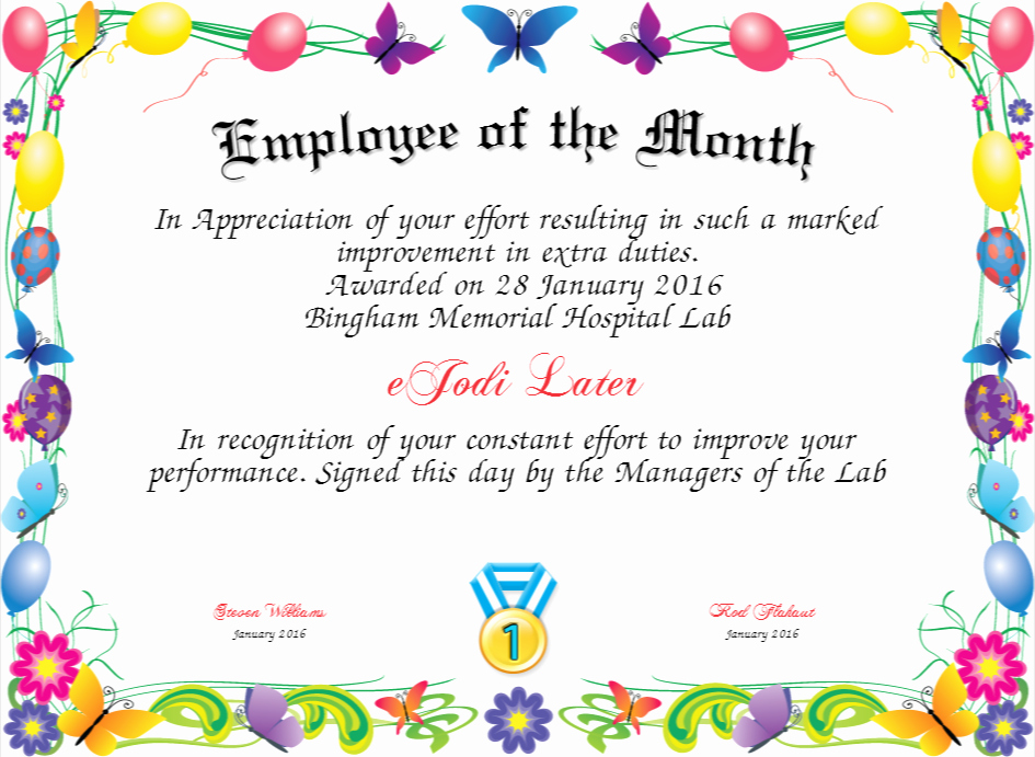 Employee Of The Month Template Funny