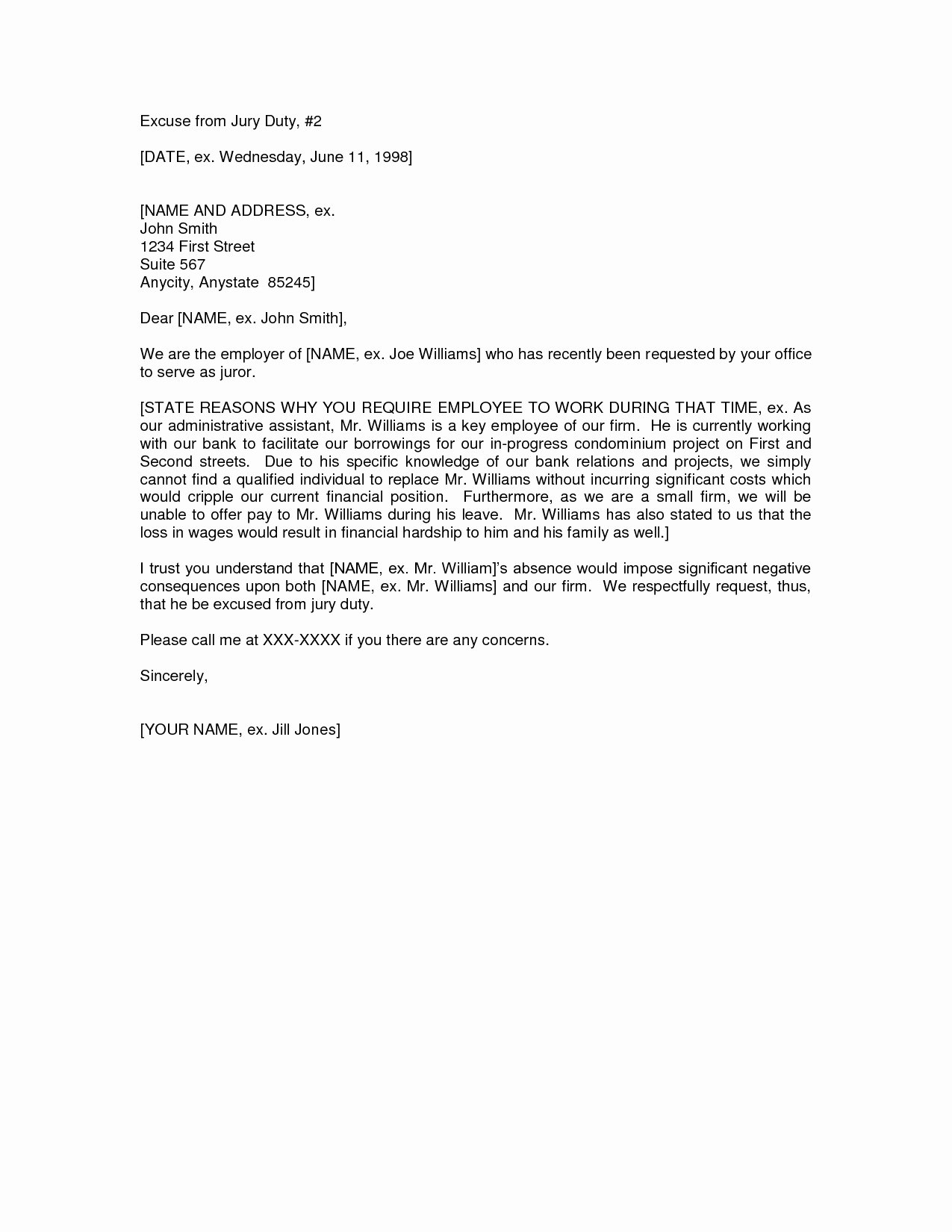  20 Jury Duty Hardship Letter From Employer Dannybarrantes Template