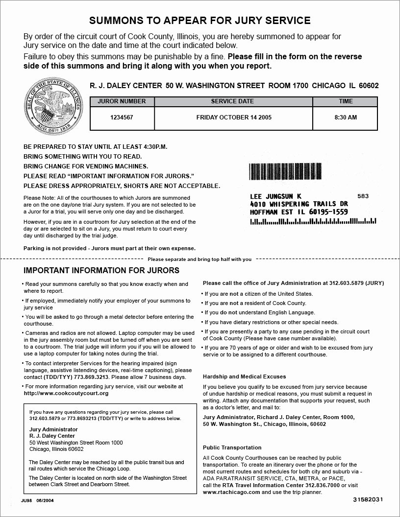  20 Jury Duty Letter For Employer Dannybarrantes Template