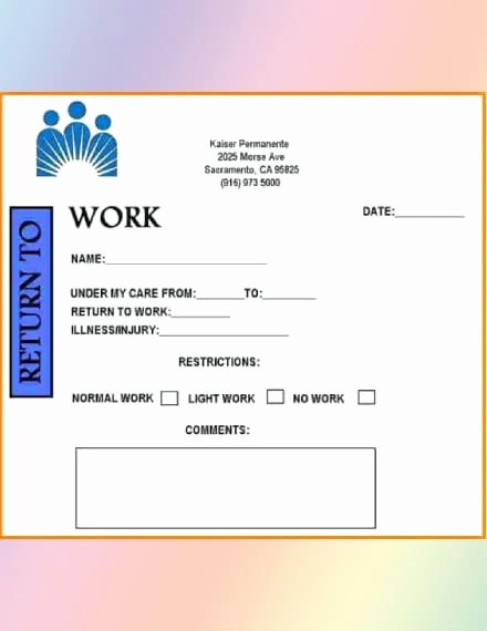  20 Kaiser Permanente Doctor Note Dannybarrantes Template