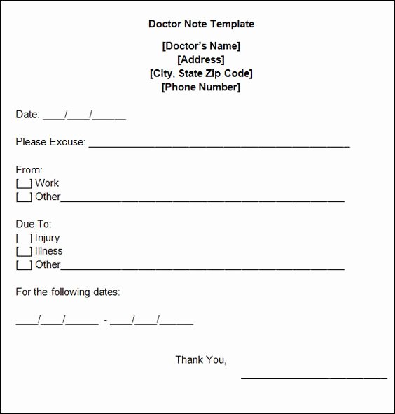 Printable Blank Kaiser Doctors Note