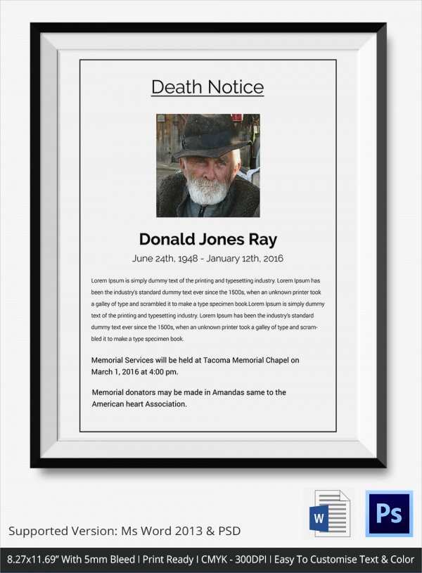  20 Obituary Notice Example Dannybarrantes Template