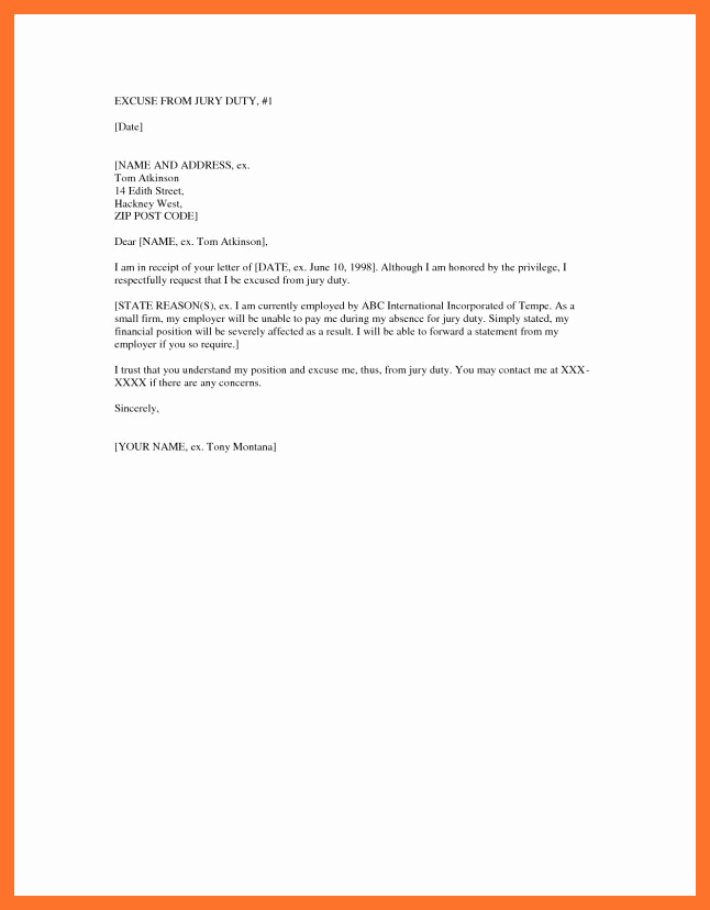  20 Sample Letter To Get Out Of Jury Duty From Employer 