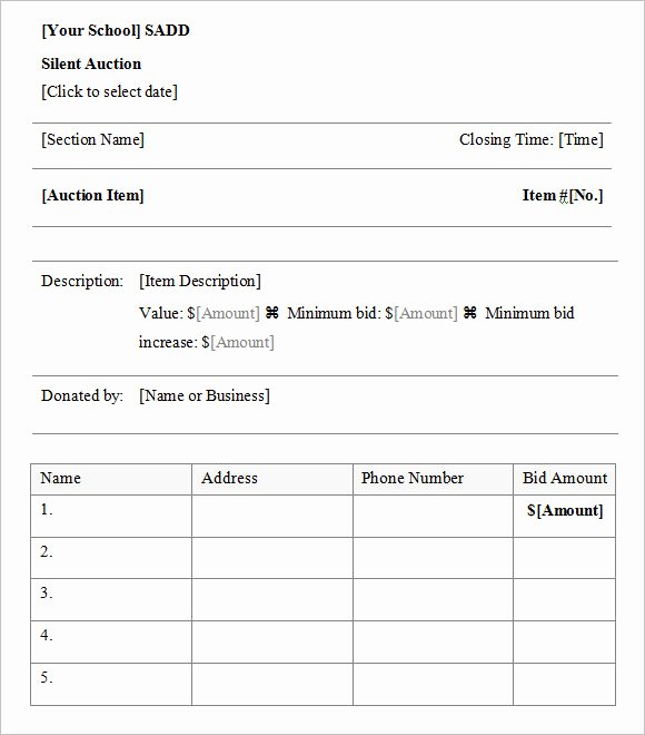  20 Silent Auction Item Description Template Dannybarrantes Template