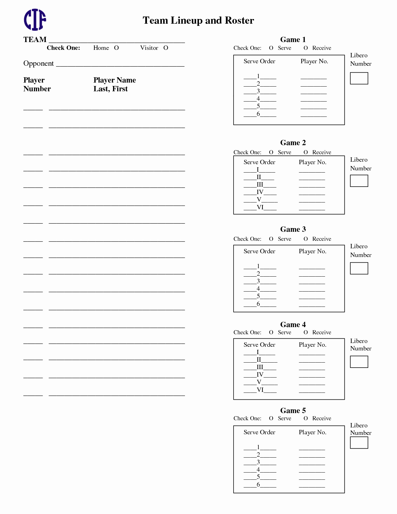  20 Volleyball Lineup Sheet Printable Dannybarrantes Template