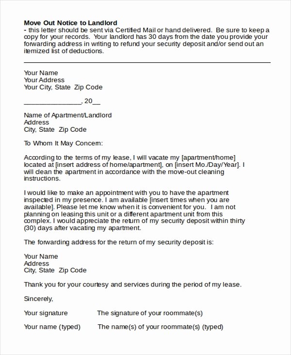  20 Written Notice Of Move Out Dannybarrantes Template